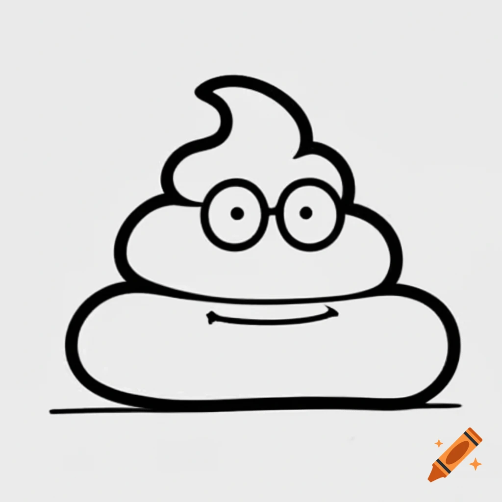 Simple black outline drawing of cartoon poop for kids coloring book on ...