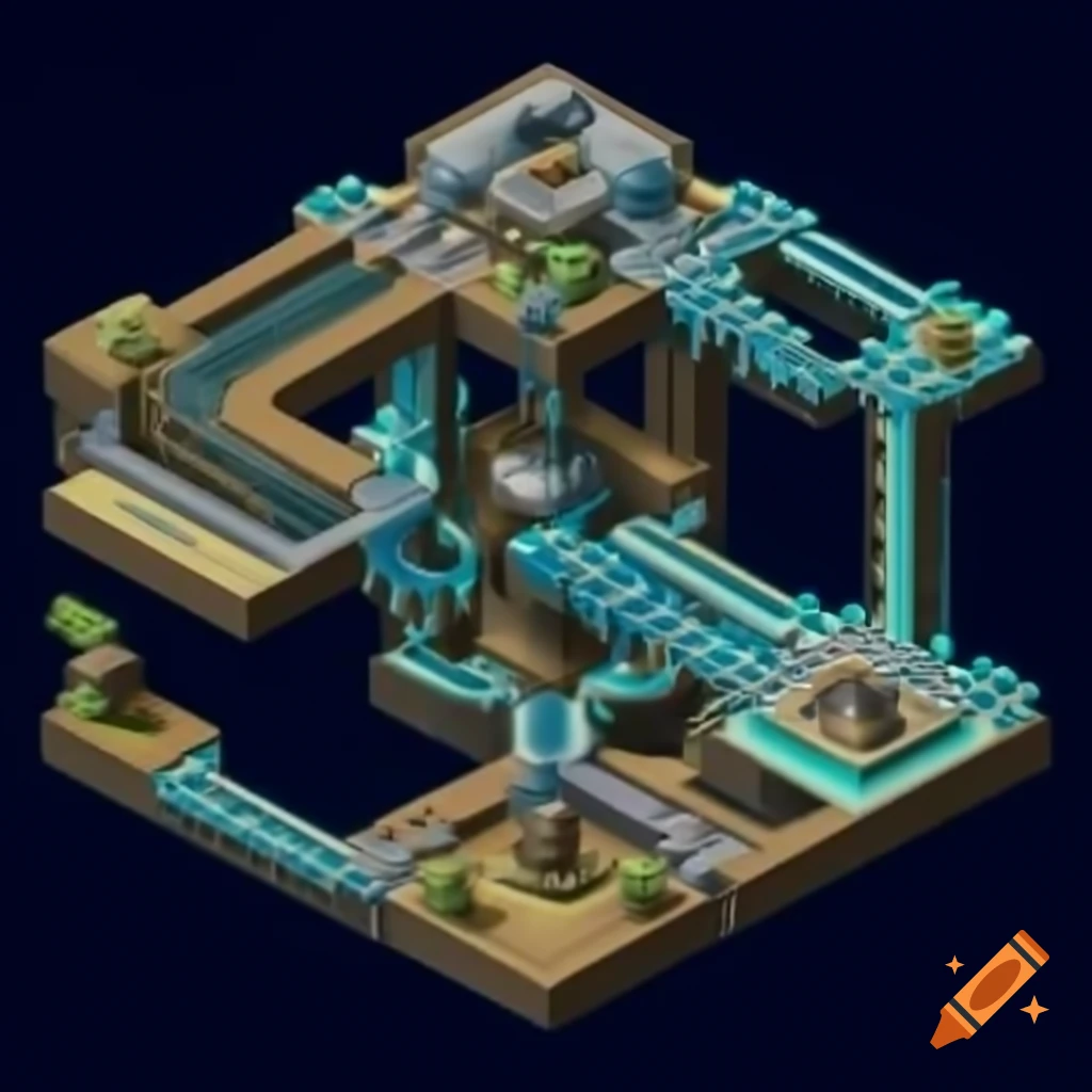Detailed isometric game level inspired by Monument Valley with optical ...