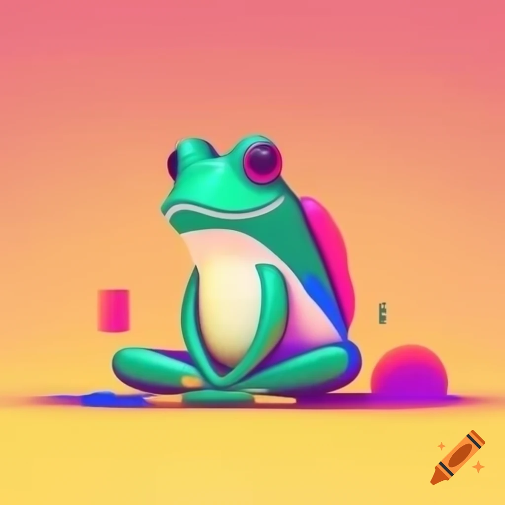 Stylish frog doing yoga in vibrant graphic design on Craiyon