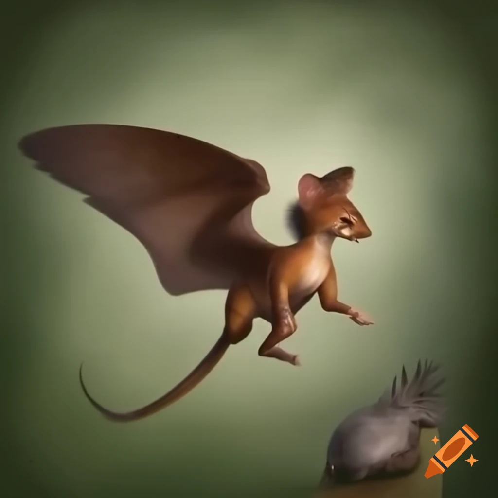 Mythical creature with snake tail, eagle wings, rat legs, and deer-like ...