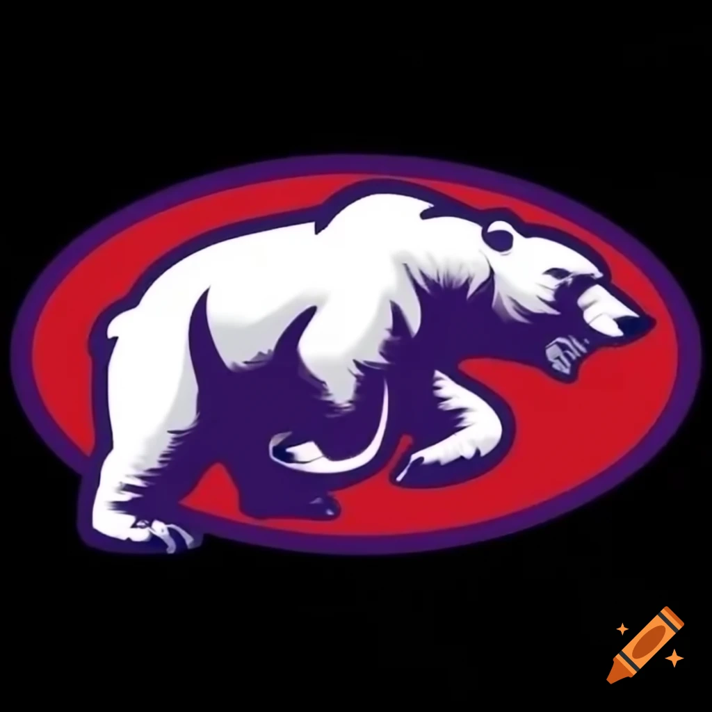DeWolfe Tech Polar Bears college football logo in purple, red, and grey ...