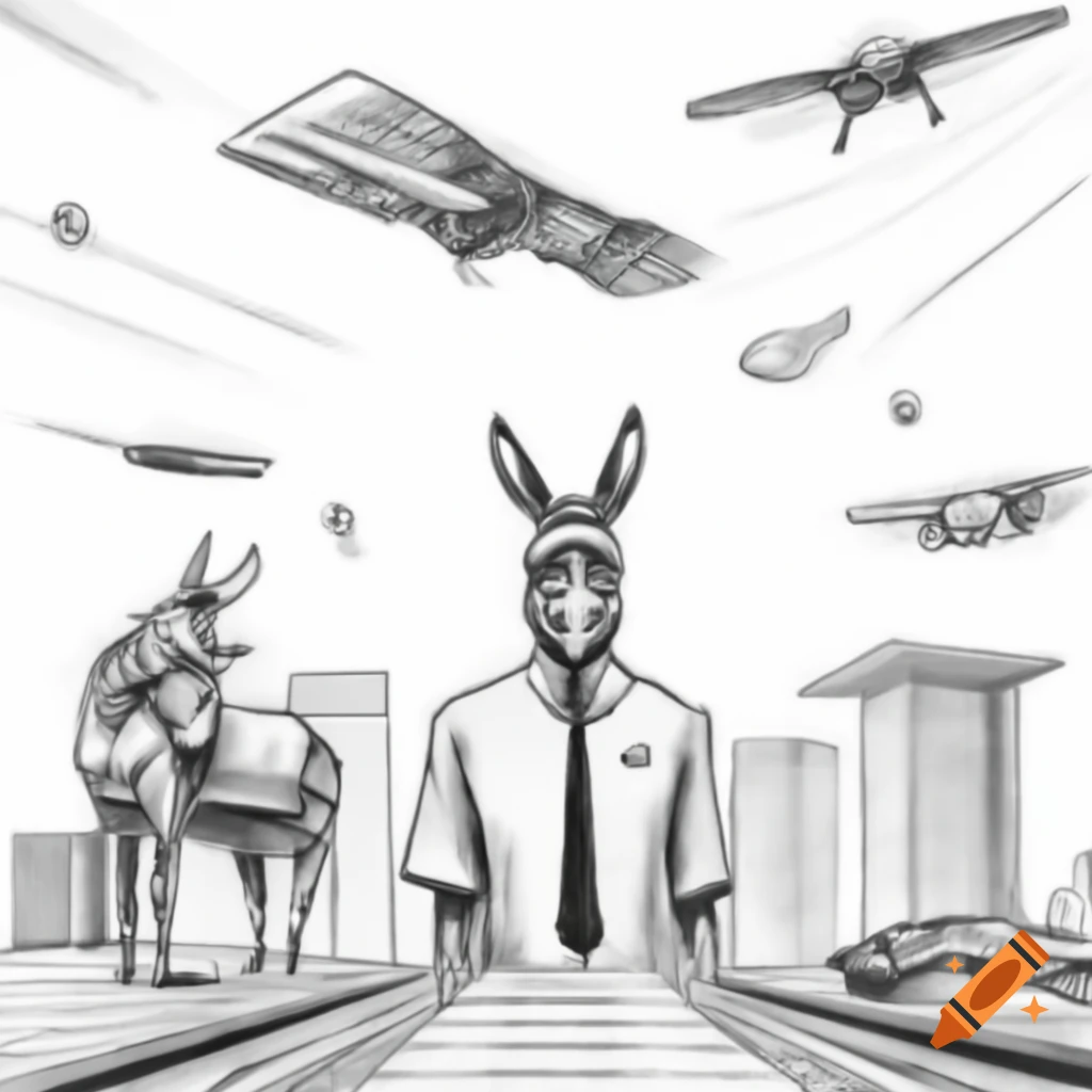 Futuristic illustration of leader with donkey head in suit and human ...