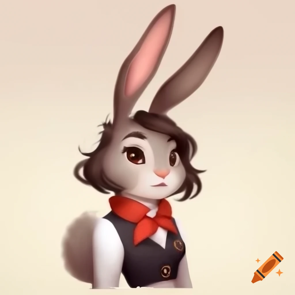 Anthropomorphic rabbit girl in posh equestrian attire on Craiyon