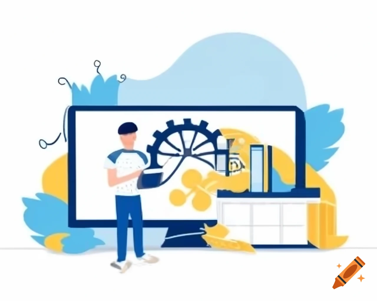 Software engineer workstation with computer and coding equipment on Craiyon