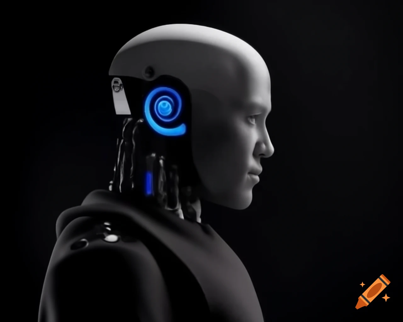 Masculine humanoid robot with powerful and intimidating appearance ...