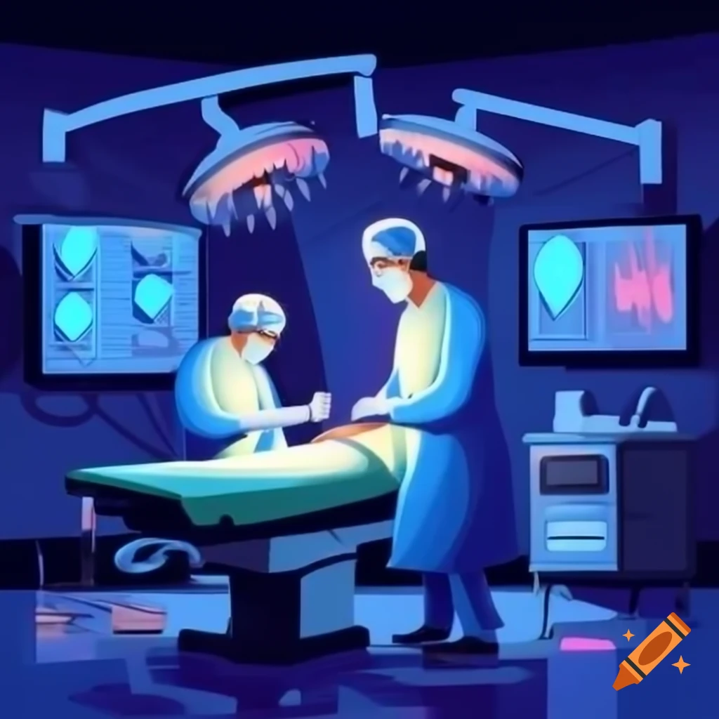 Surgeon performing bionic arm surgery in advanced operating room with ...