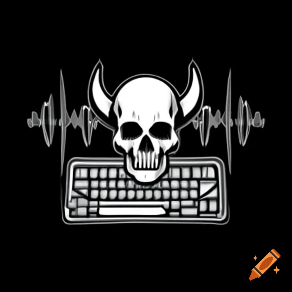 Skull design with keyboard and sine wave as cross bones, featuring a ...