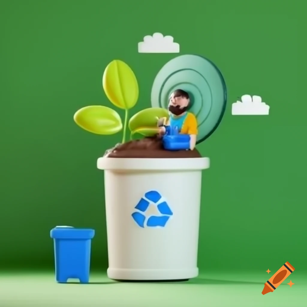 Modern trash bin design integrating plants for bio waste utilization on ...