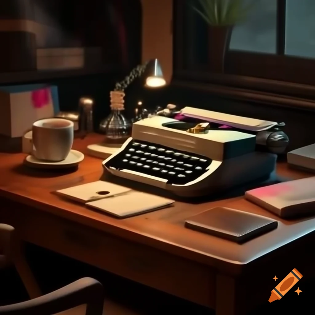 Cozy wooden table for left-handed person in futuristic setting with AI ...