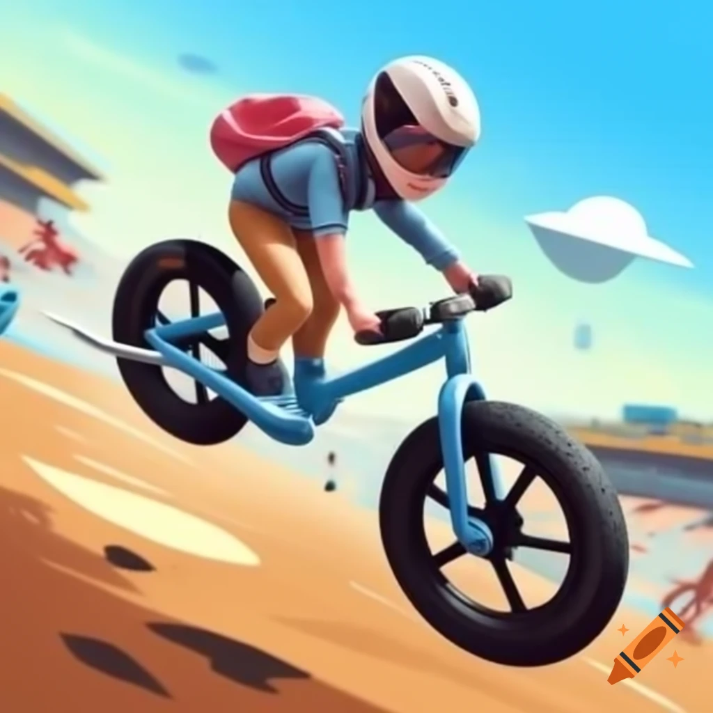 Balance bike race poster featuring a trophy on Craiyon