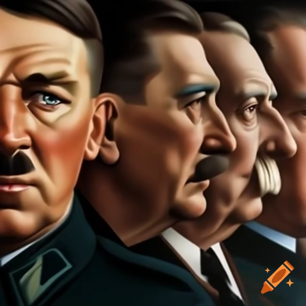 Contrasting portrait of Adolf Hitler with symmetrical face elements on ...