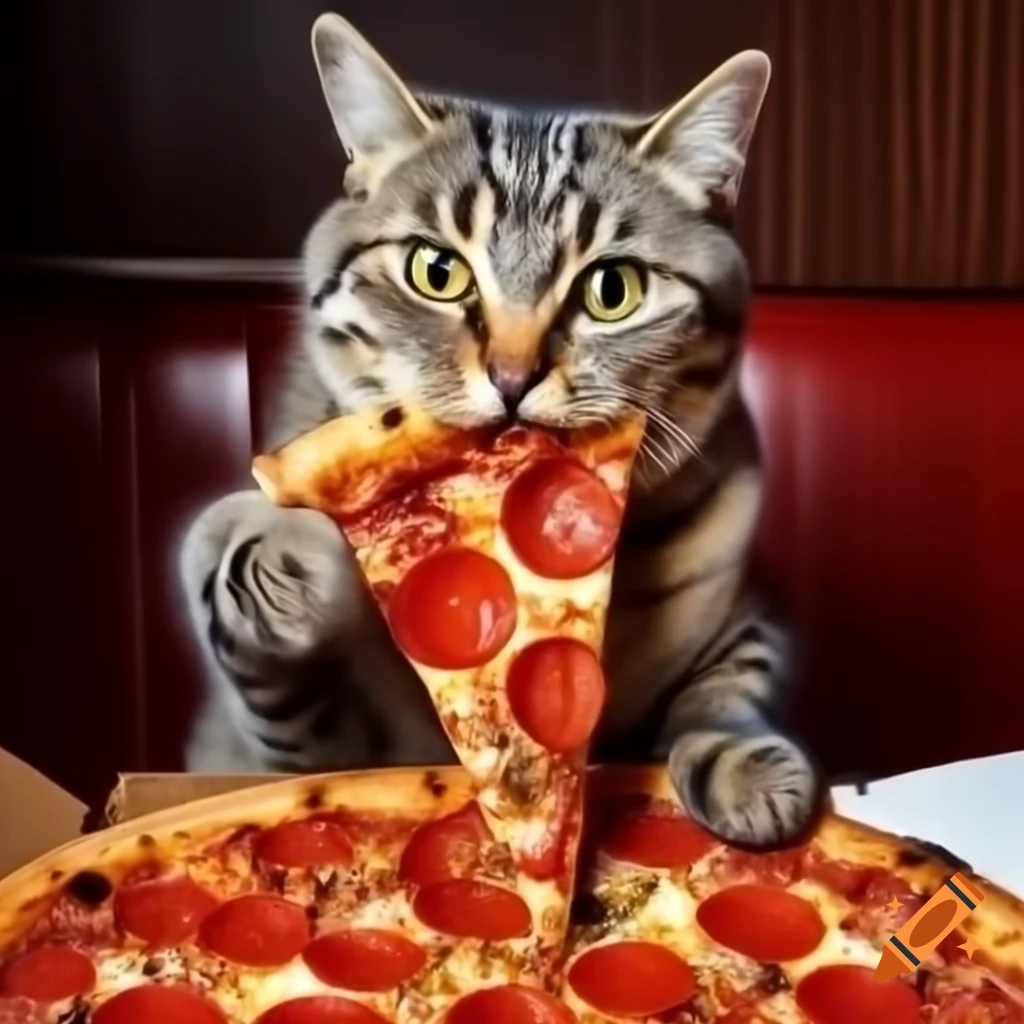 Cat eating pizza on Craiyon