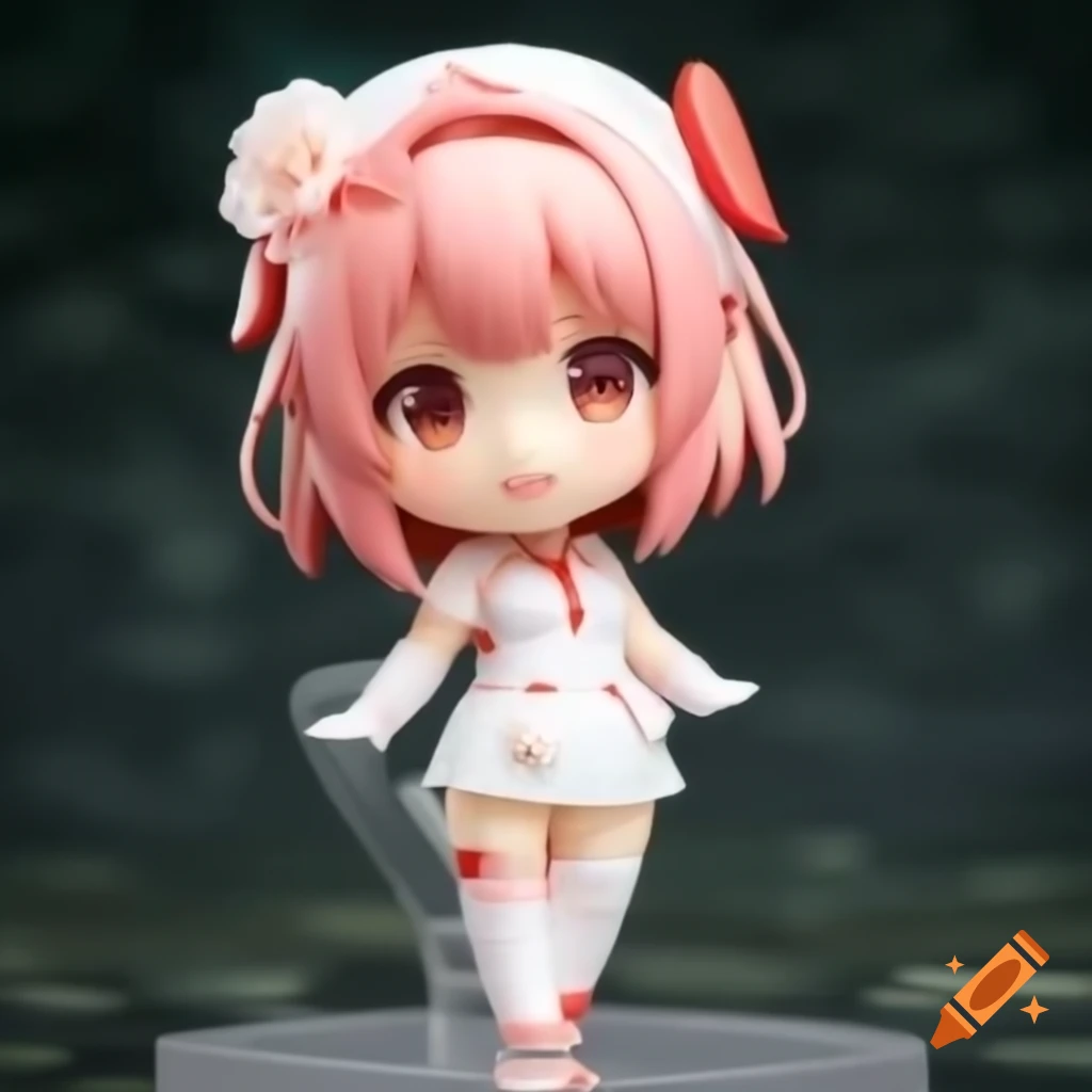 Chibi Japanese girl in full-body pose with sakura, realistic cinematic ...