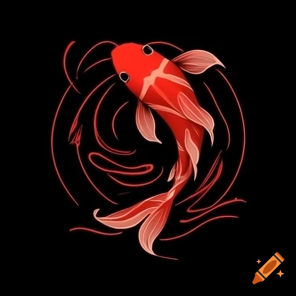 Crimson koi carp leaping against black background, symbolizing spirit ...