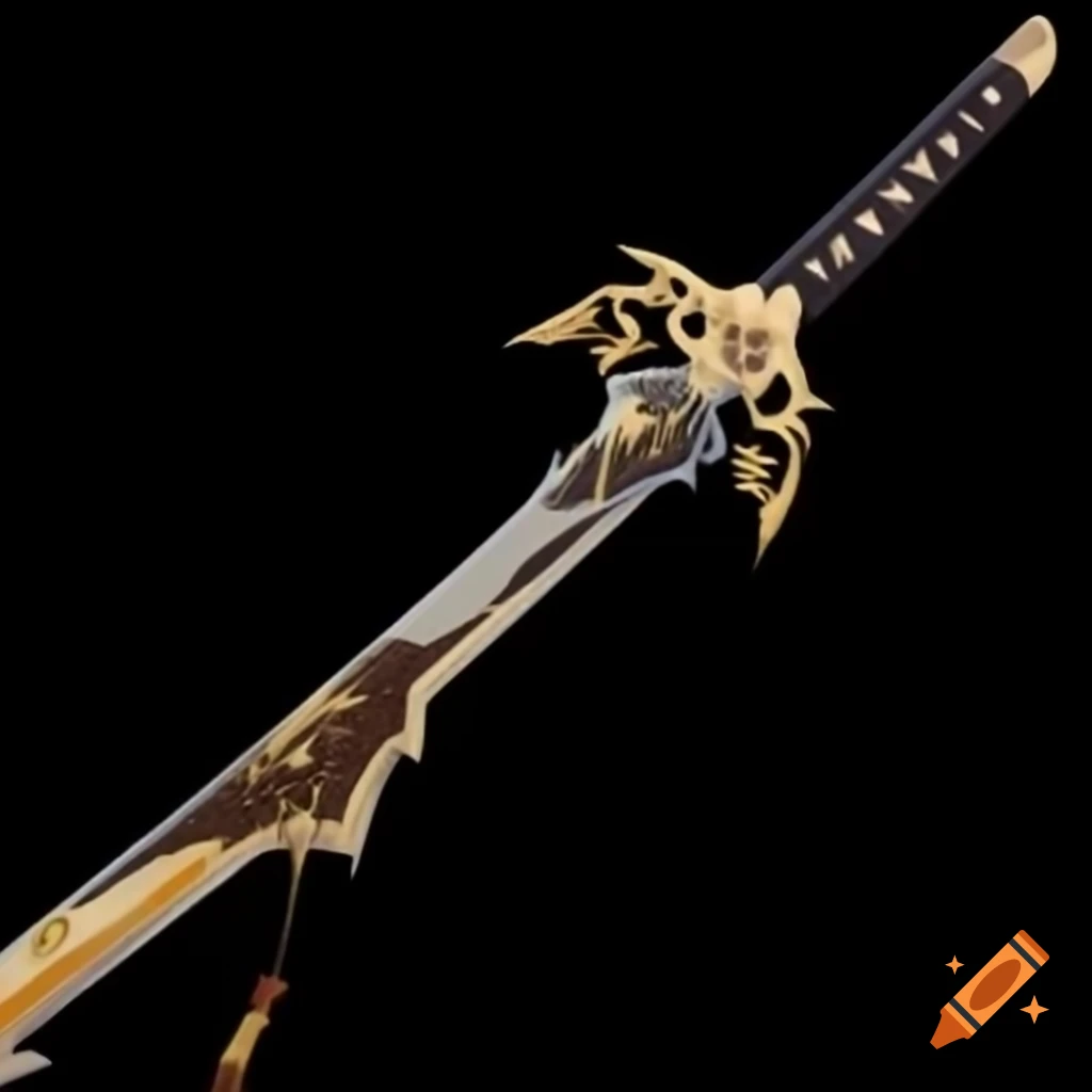 Anime-style katana with intricate Asian dragon engravings in earthy ...