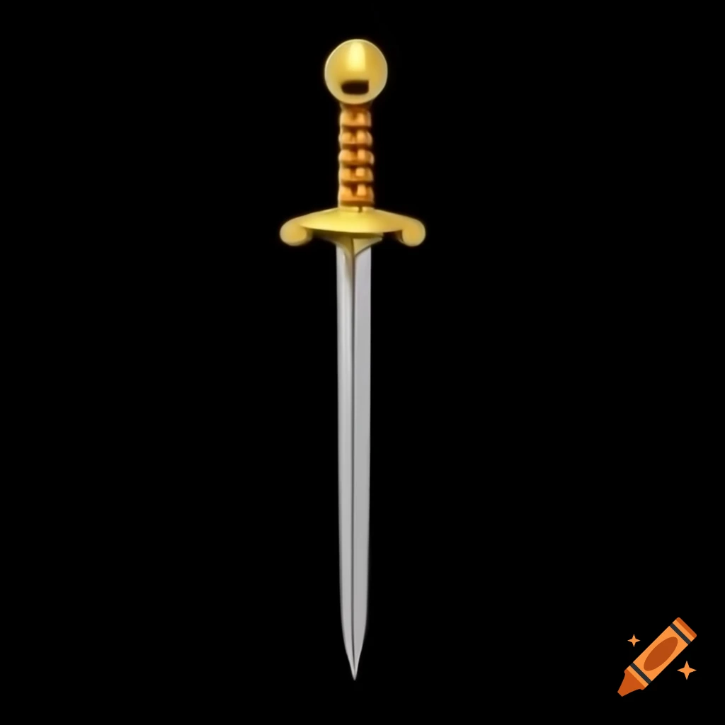 Small shiny sword with golden hilt pointing downward on Craiyon