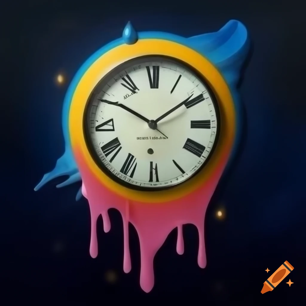 Surreal melting clock inspired by Salvador Dalí with celestial ...