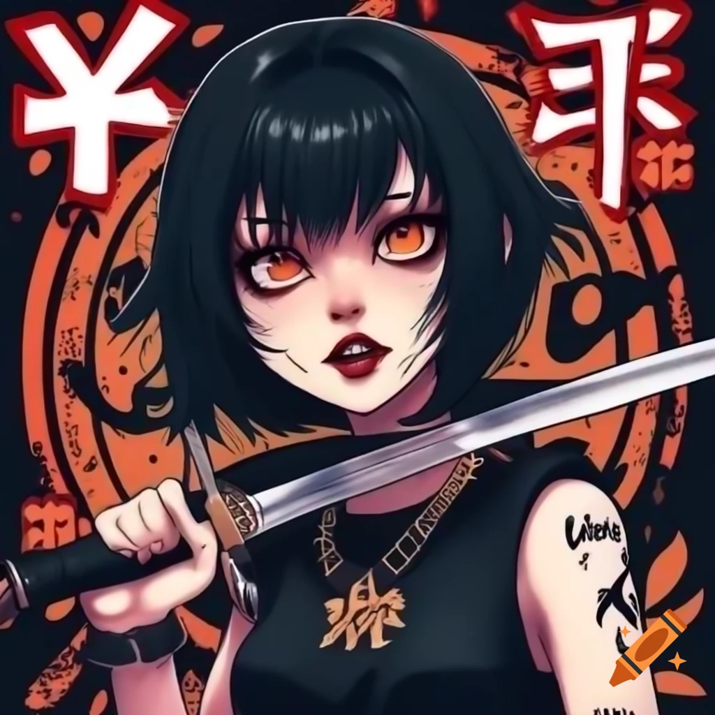 Demon anime girl with katana, insecure Christian boy with cross and gun ...