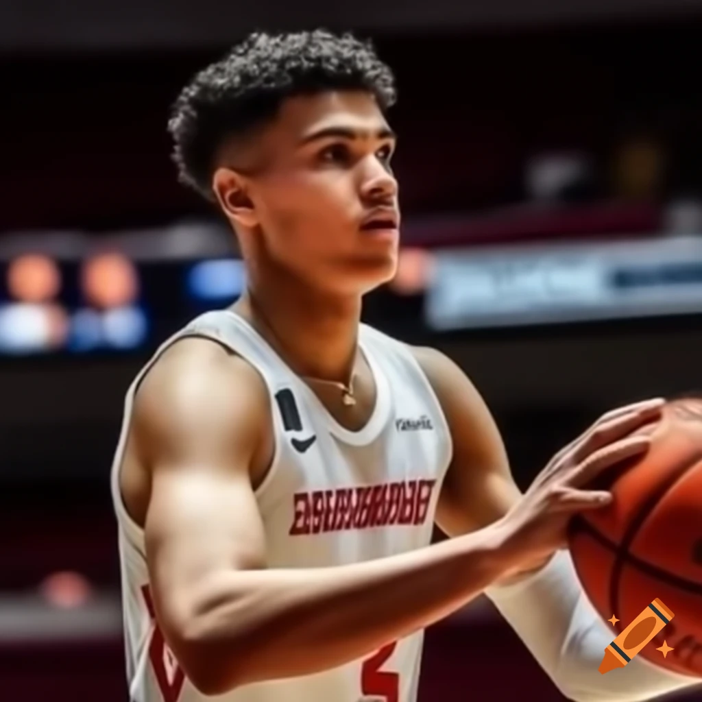 Focused young basketball player in AAU uniform preparing for the next ...