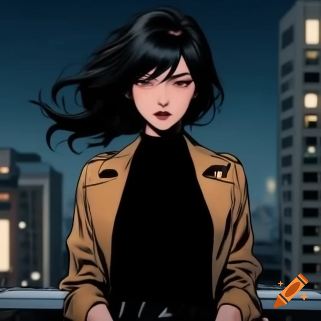 Comic book cover featuring asian woman in black turtleneck and tan ...