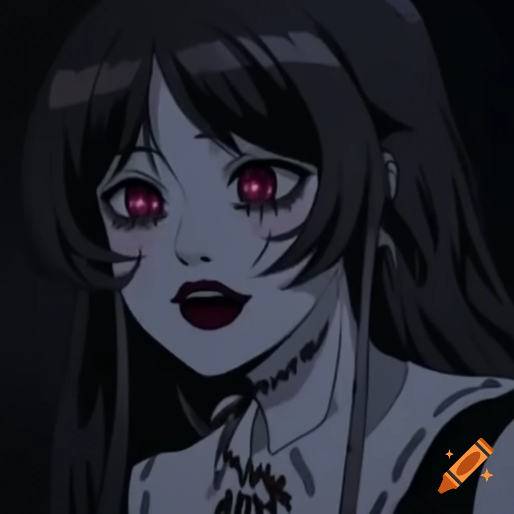 Goth aesthetic anime bride with horror elements on Craiyon