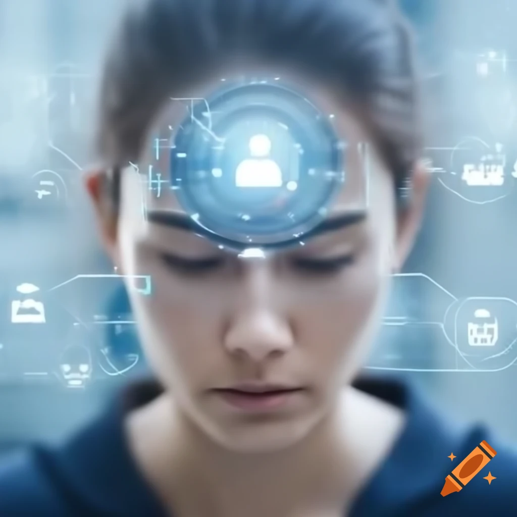 Diagram explaining the process of facial recognition systems on Craiyon