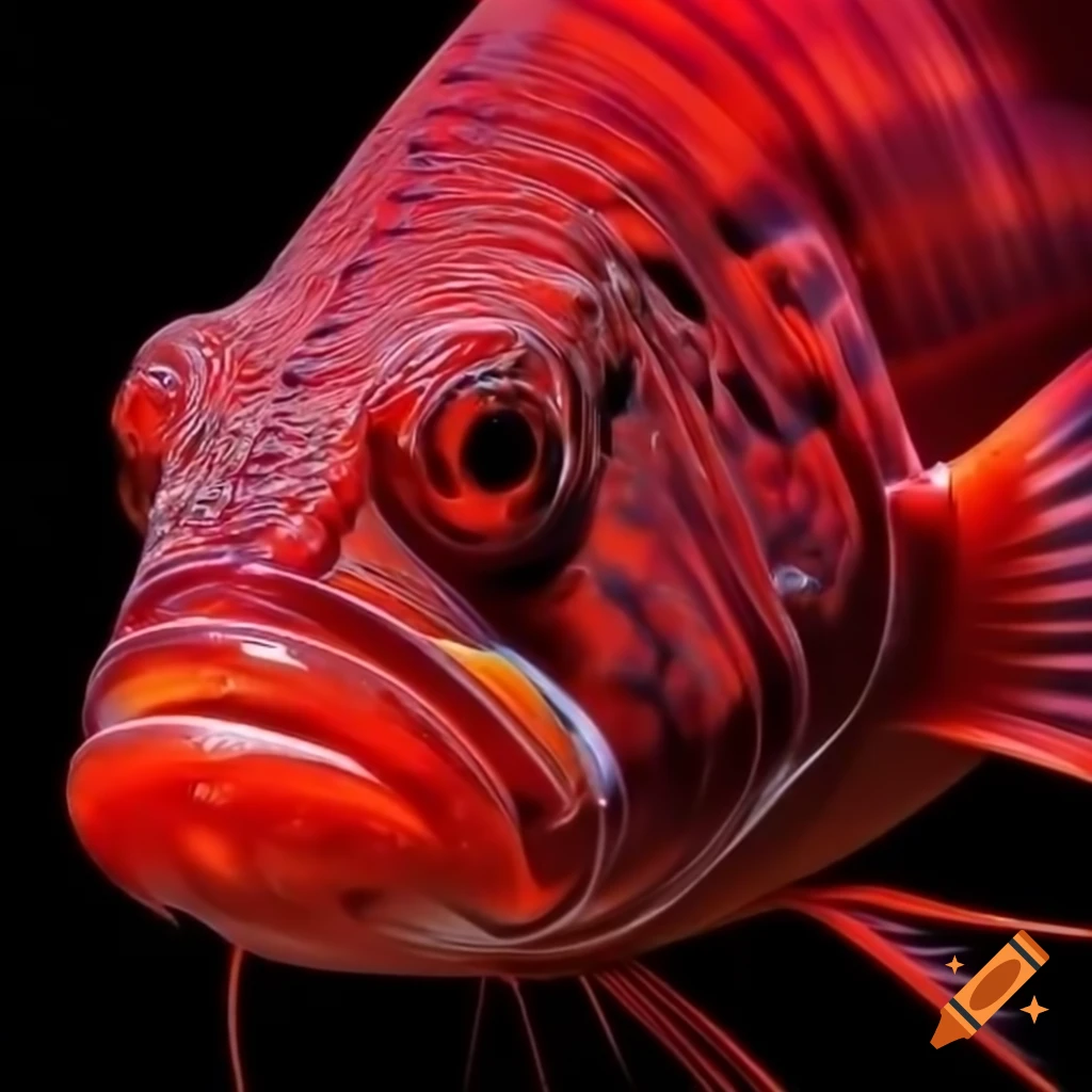 Detailed crimson fish sculpture resembling a public figure on Craiyon