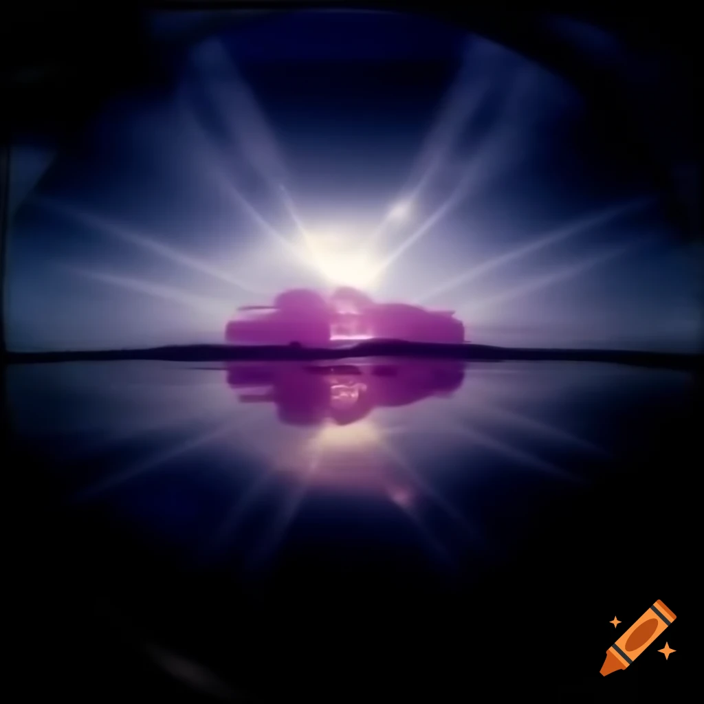 Ethereal landscape with vhs grainy interface, fuchsia to purple sky and ...