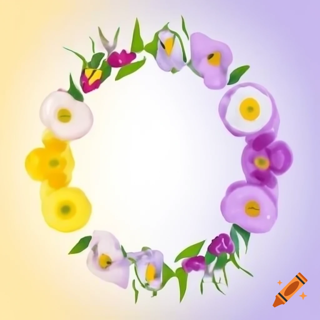 Solid-colored circle with colorful spring flowers like tulips and ...
