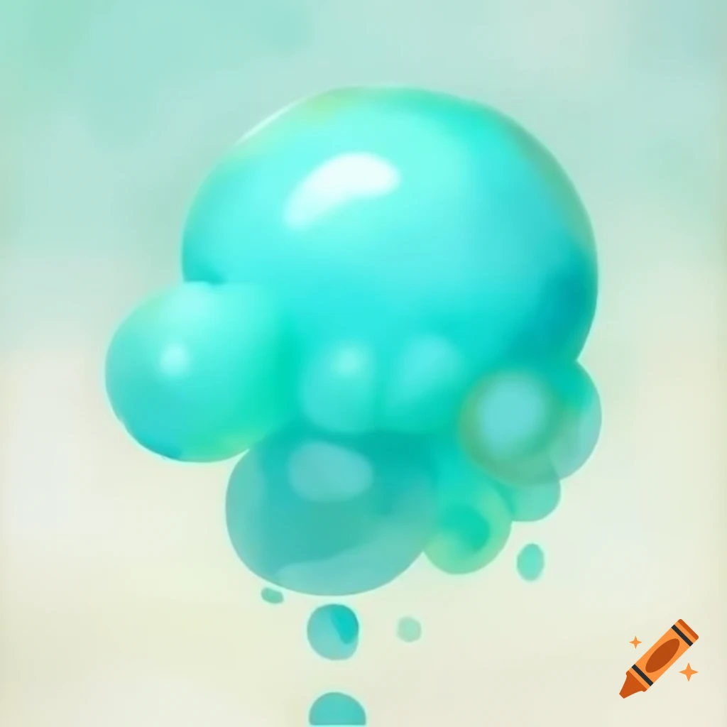 Large turquoise and green bubble in watercolor style on Craiyon