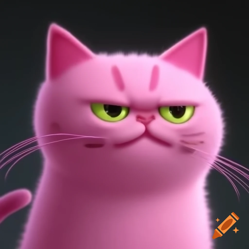 Cute pink cat character on Craiyon