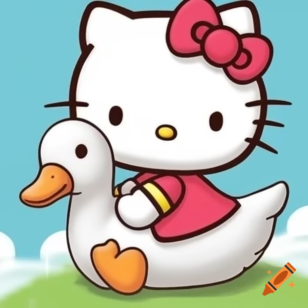 Hello Kitty riding a goose on Craiyon