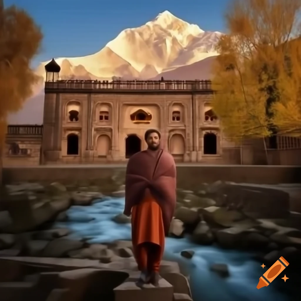 Young man in traditional Pakistani attire in front of ancient fort in ...