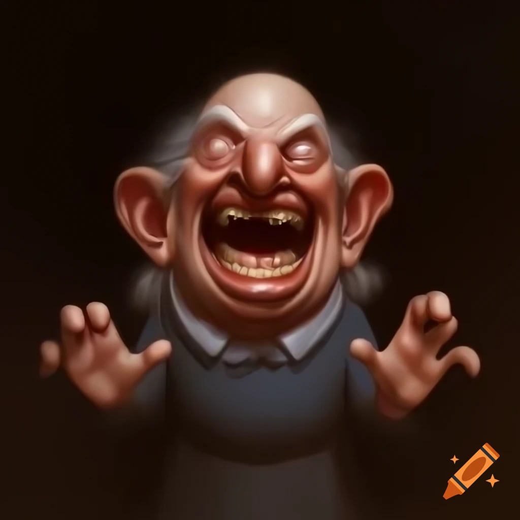 Digital caricature of a scary old hag with long bony fingers on Craiyon
