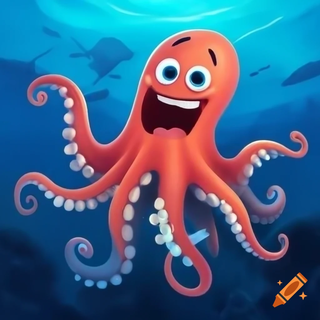 Happy starfish meeting laughing octopus in ocean on Craiyon