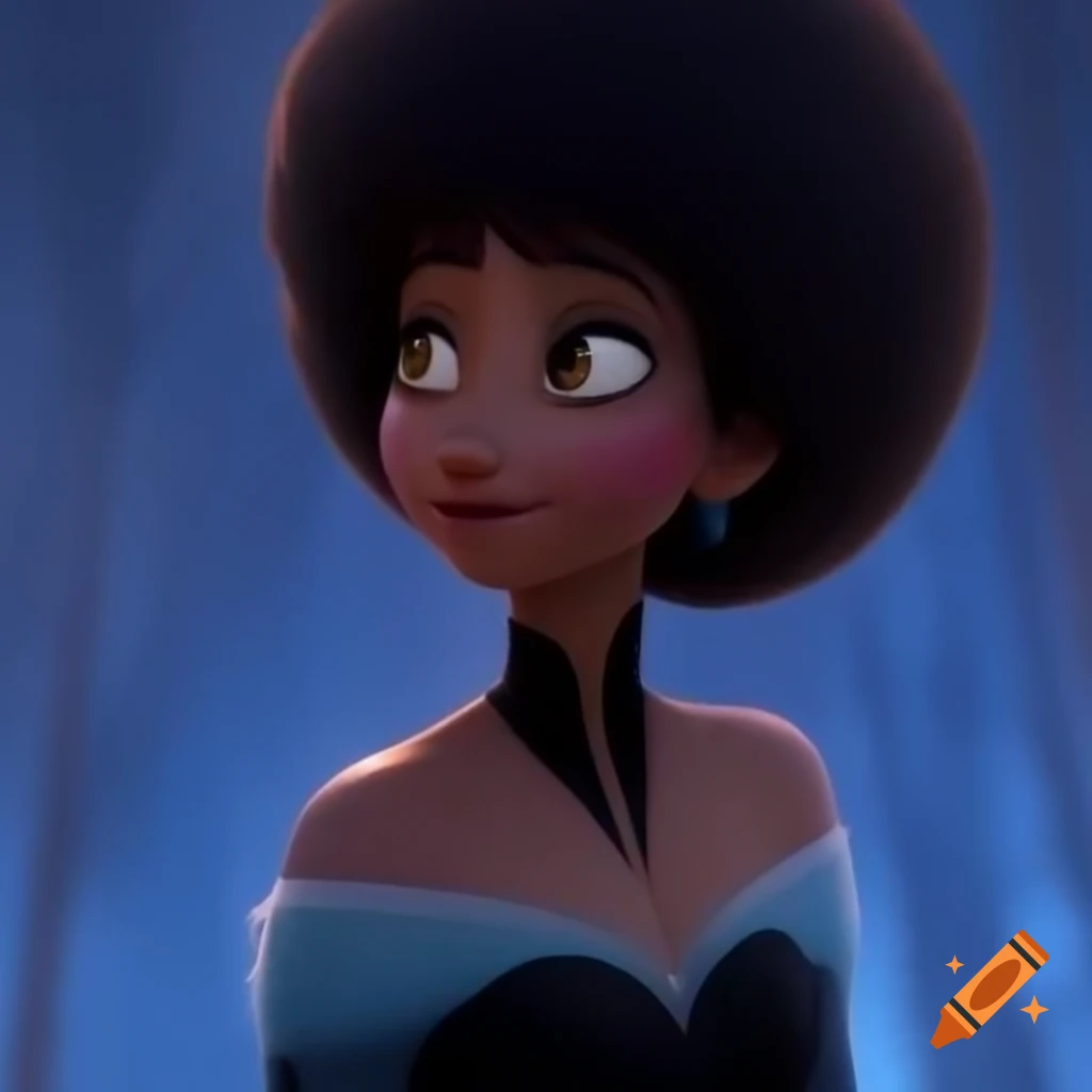 Character inspired by elsa from frozen with light skin and black afro ...