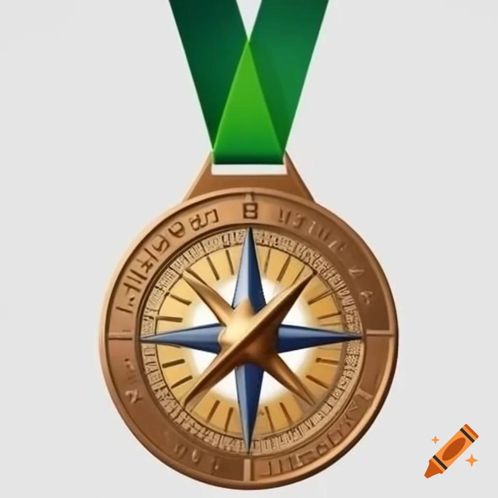 Olympic bronze medal design featuring a wreath, compass star icon, and ...