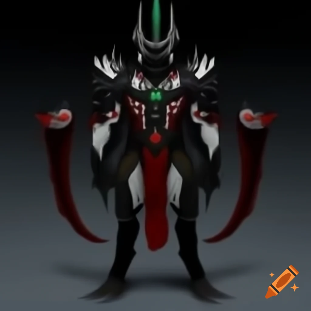 Intimidating black armor with bone plating and glowing red and green ...