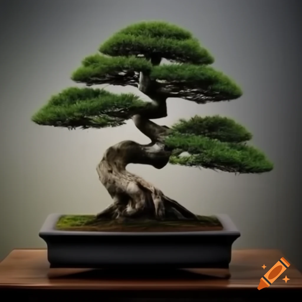 Extreme close-up of bonsai tree top with dense foliage and branches ...