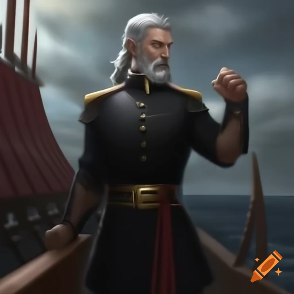 Portrait of Admiral Gaius Varro on Roman naval vessel deck on Craiyon