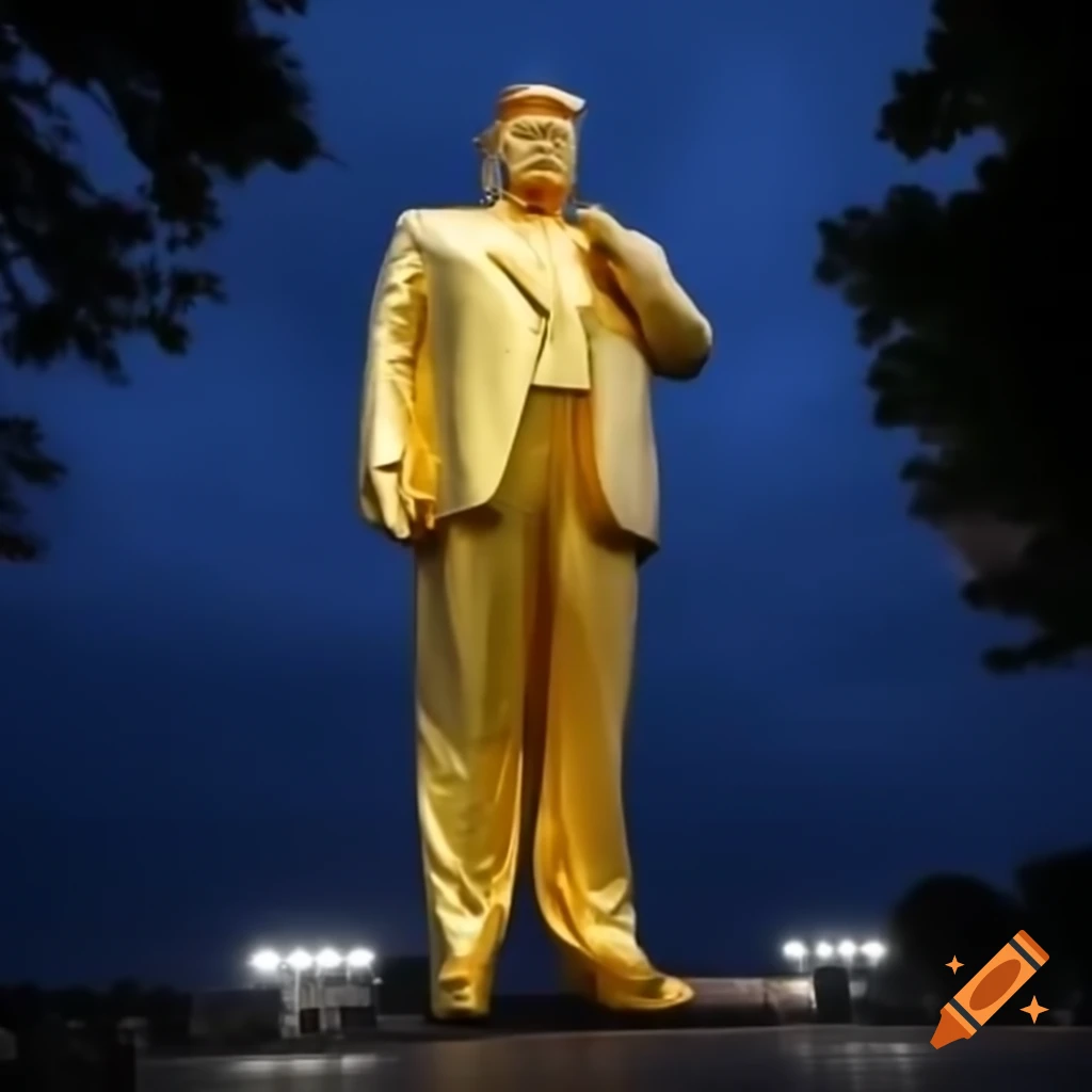 Giant golden statue of donald trump on Craiyon