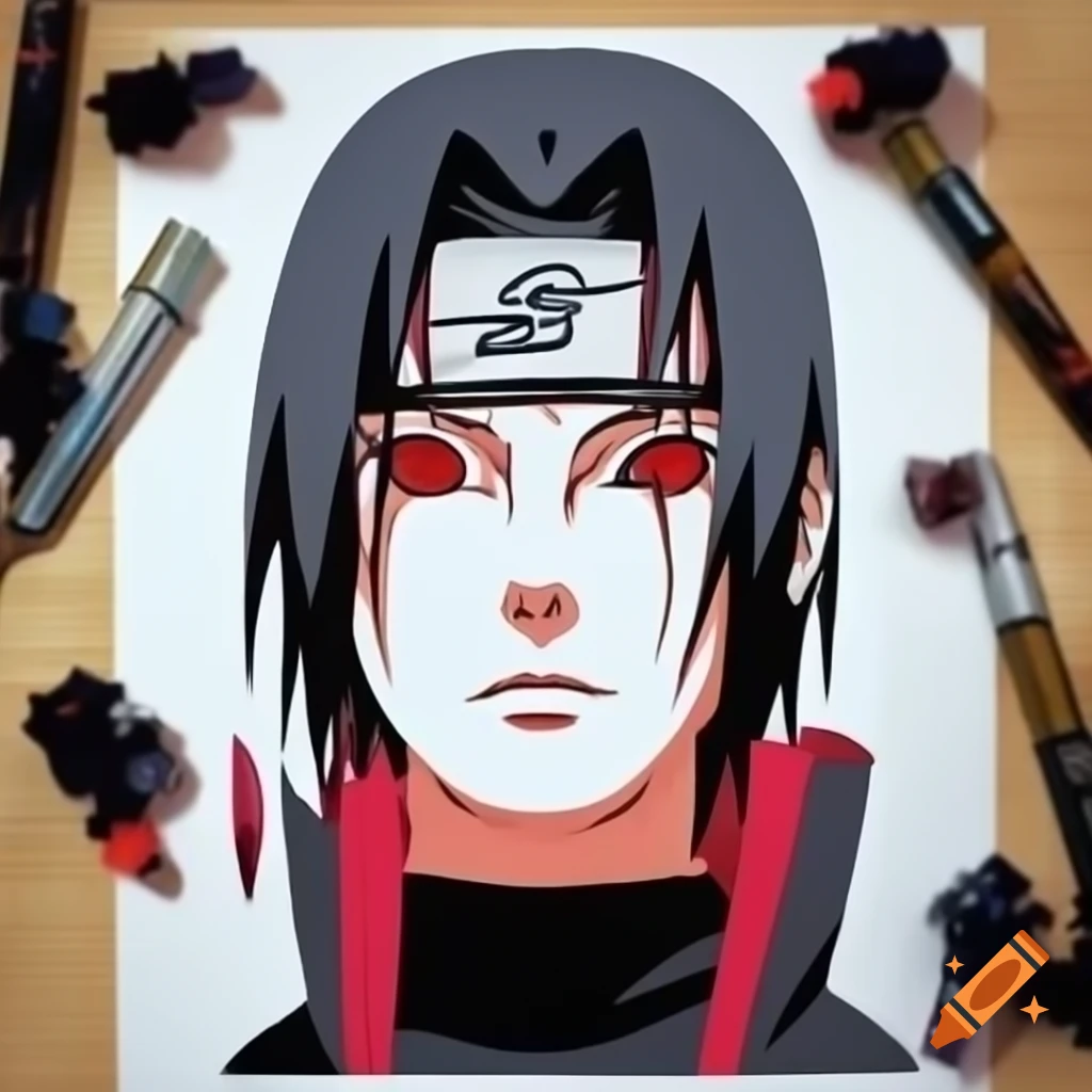 Stencil design featuring Itachi Uchiha from Naruto with iconic spiky ...