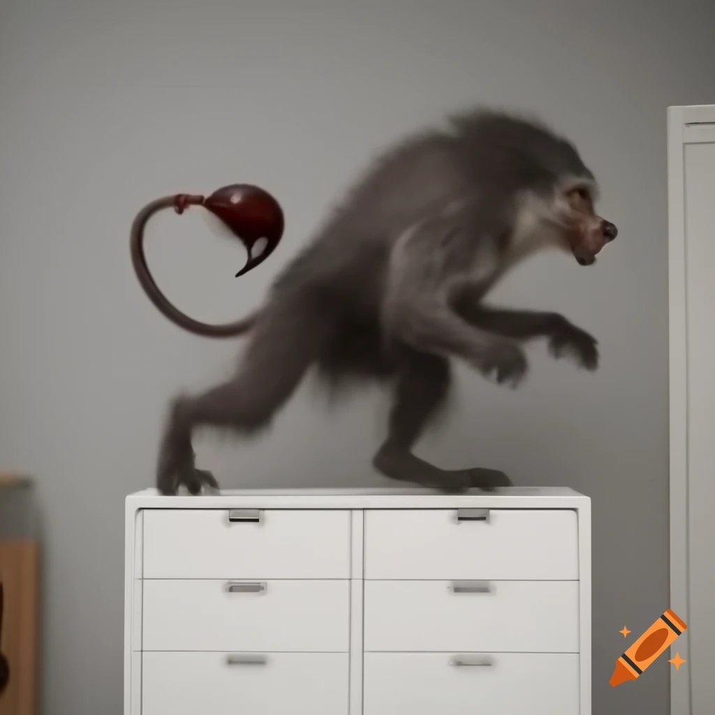 Frightening monster with scorpio tail and werewolf body leaping from ...