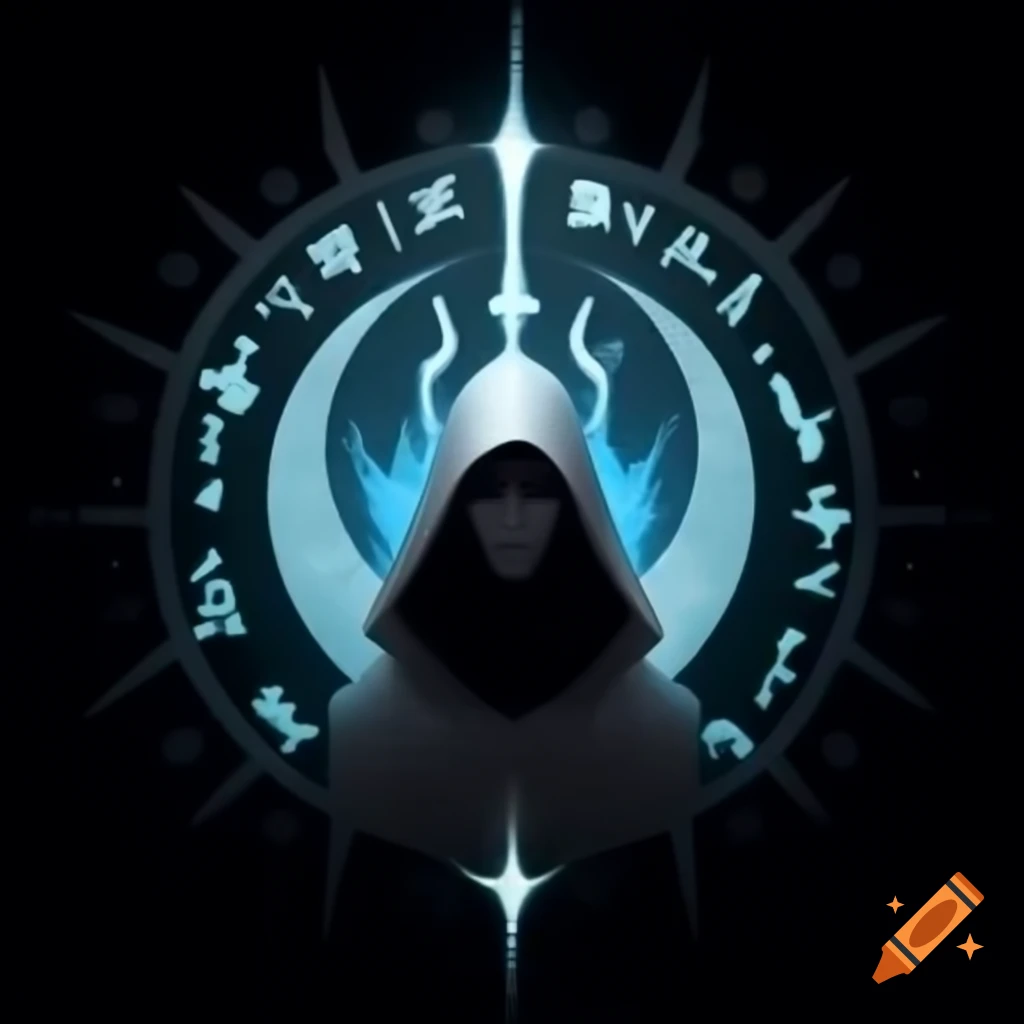 Dark moon logo featuring elven calligraphy and magical signs with ...