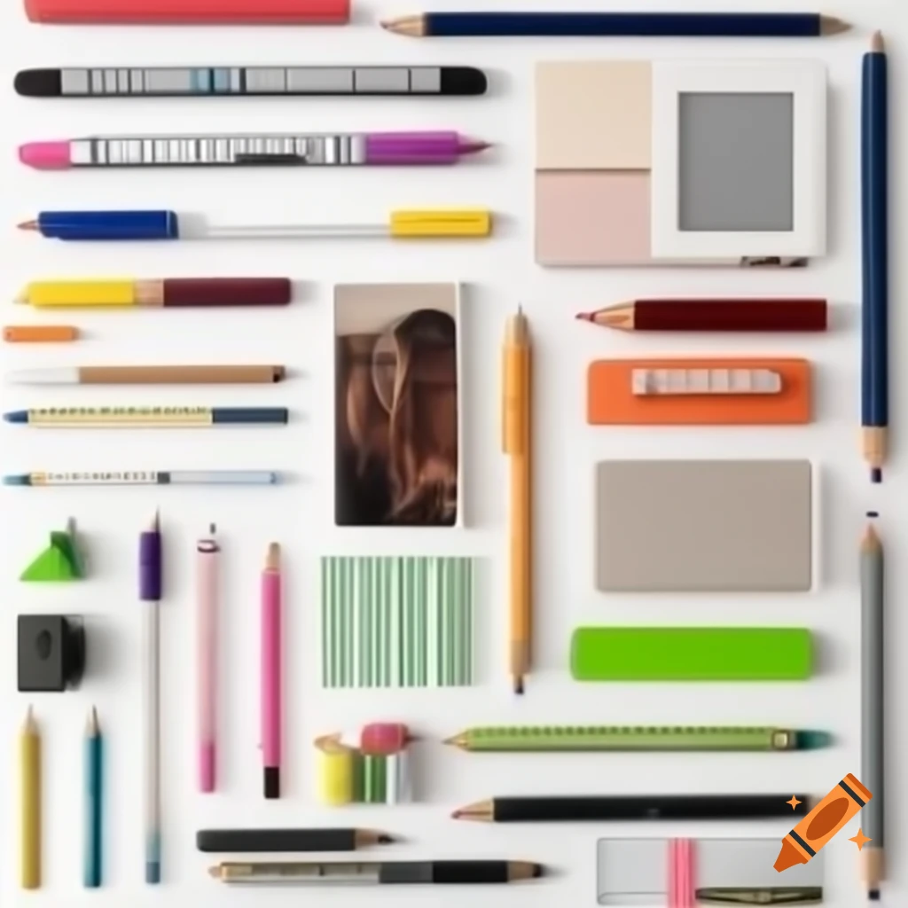 Collage of various writing equipment including pens, pencils, markers ...