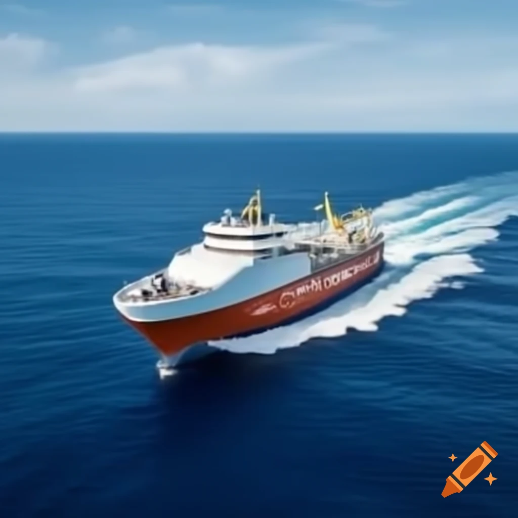 Ship navigating through the sea on Craiyon