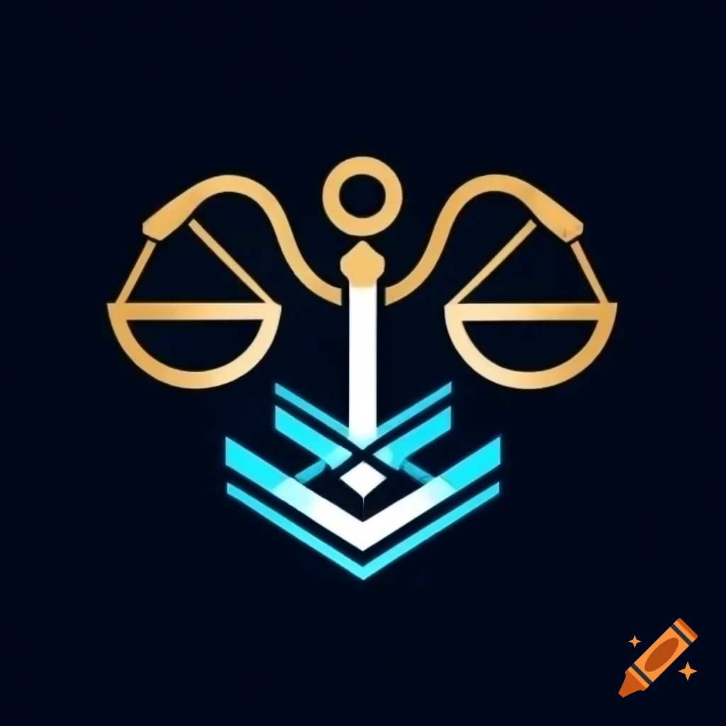 Futuristic logo design for justice system featuring balanced scales and ...