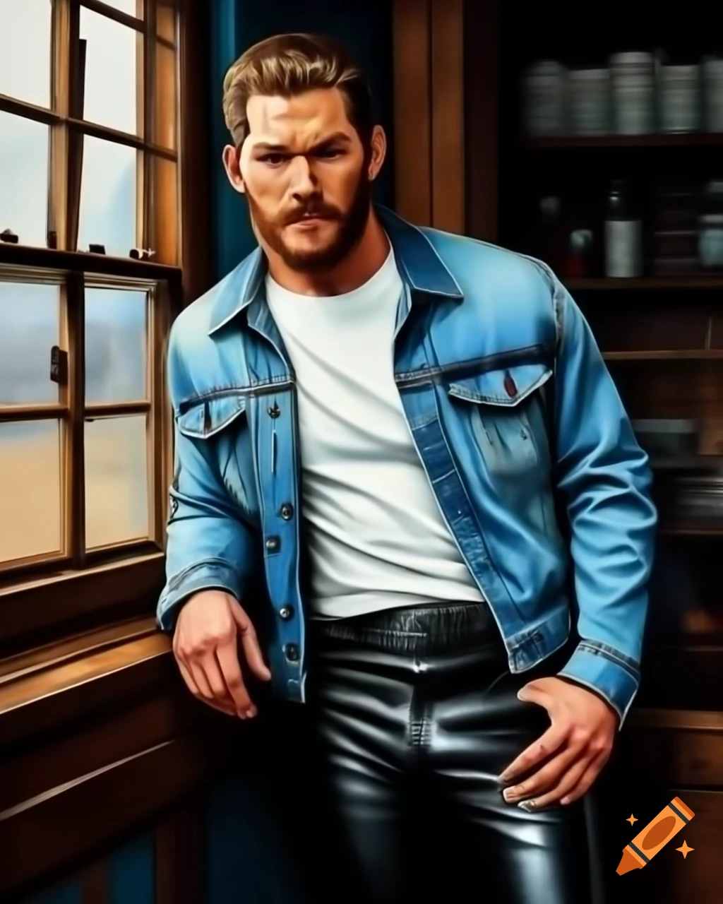 High-definition portrait of British actor Tom Hardy in biker punk style ...