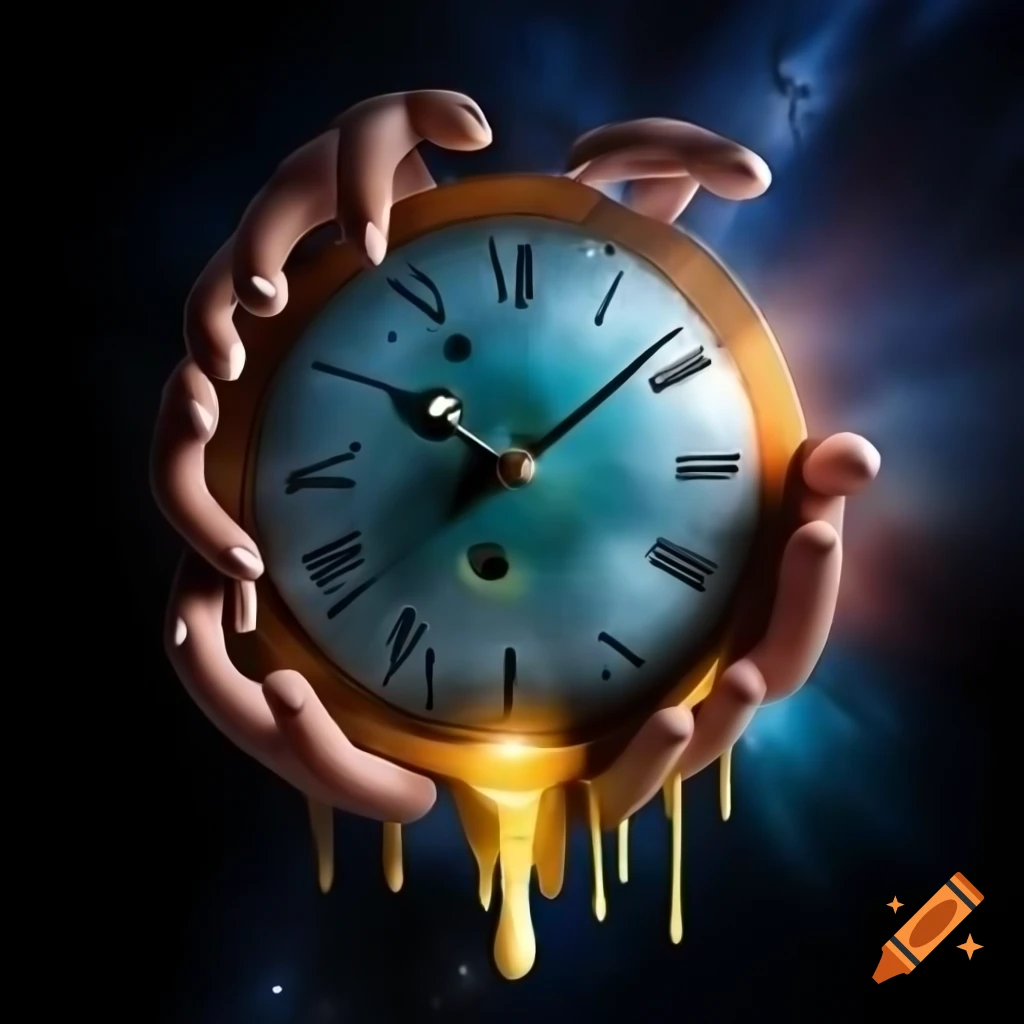 Surrealistic melting clock inspired by Salvador Dalí, symbolizing the ...