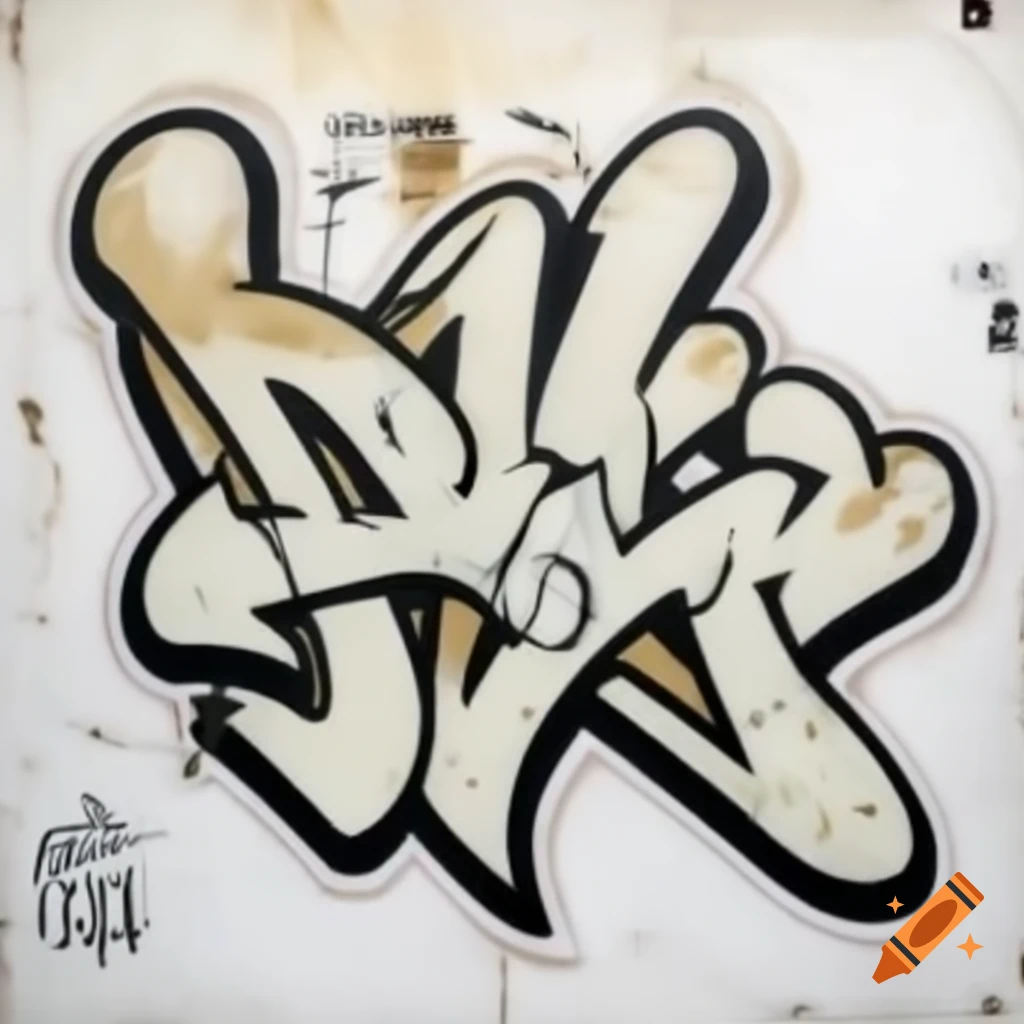 Worn faded graffiti art on white background on Craiyon